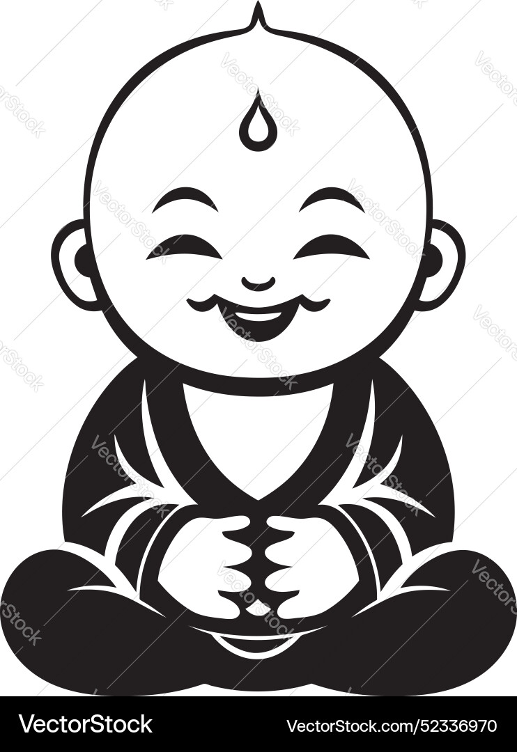 Chibi zen zephyr mini monk silhouette enlightened Vector Image