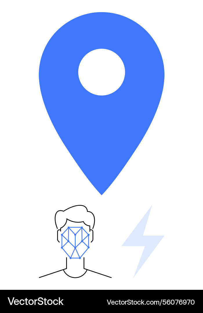 Geolocation and facial recognition concept Vector Image