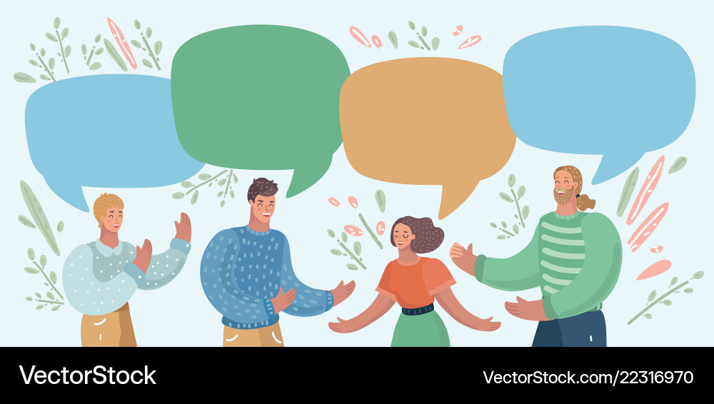 Group discussion friends talk to each other Vector Image