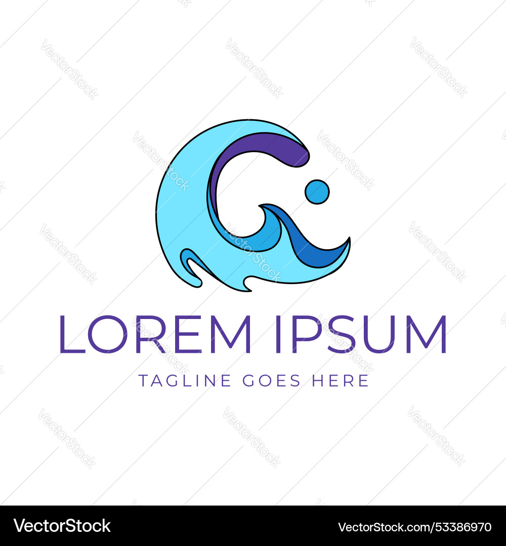 Minimalist blue ocean sea beach wave for nautical Vector Image