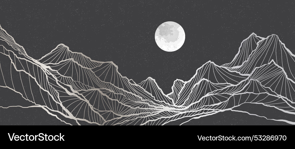 Mountain Line Art Landscape Royalty Free Vector Image