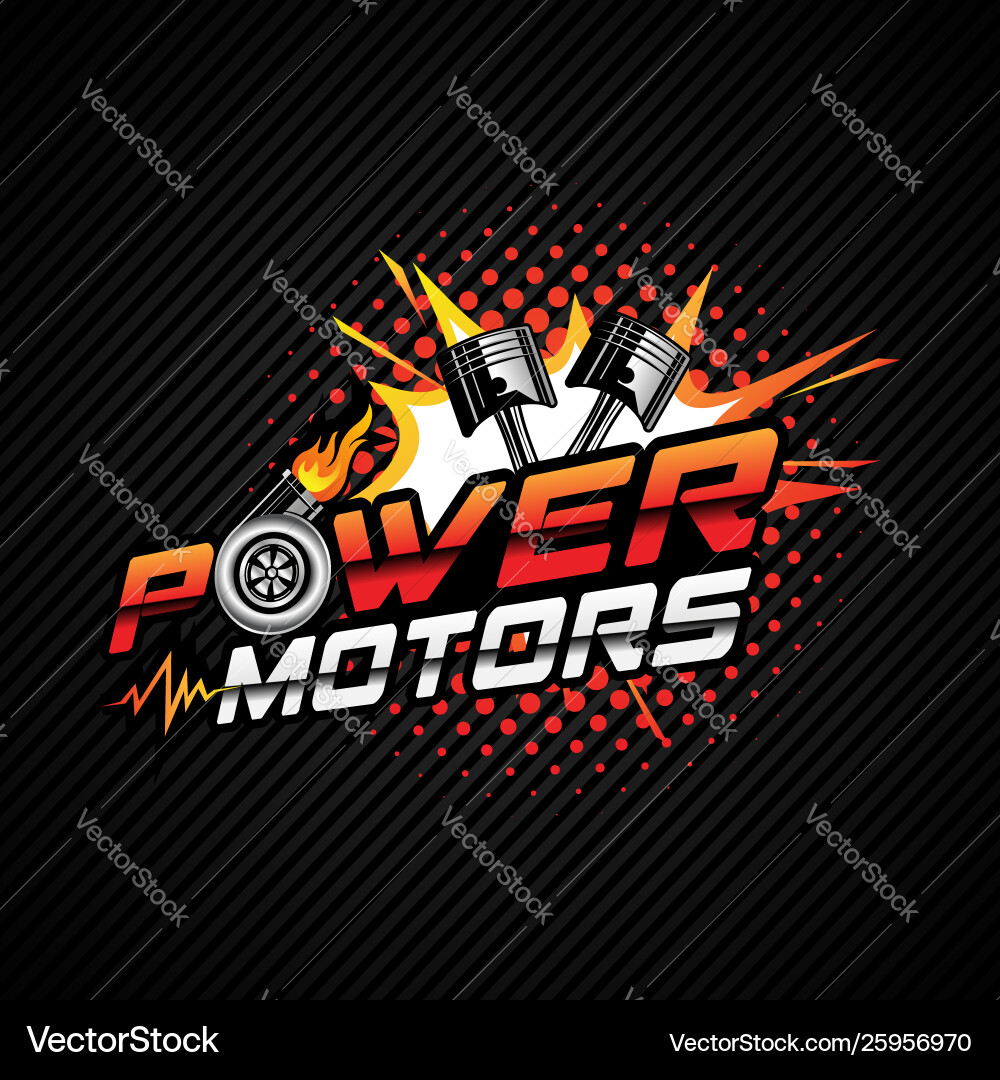 Power motor logo with piston and turbochargerweb Vector Image