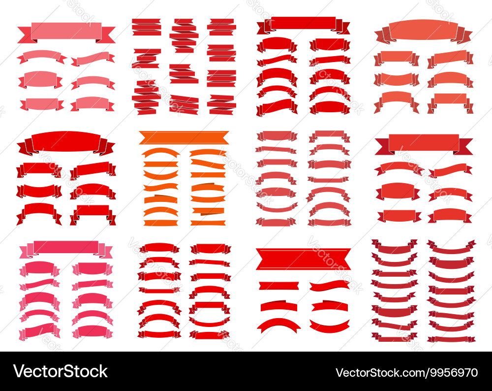 Red ribbon banners blank big set Royalty Free Vector Image
