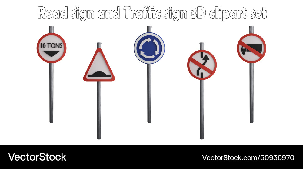 Road sign and traffic clipart element Royalty Free Vector