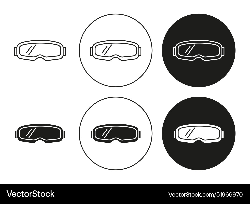 Ski goggles icon set in thin line outline style Vector Image
