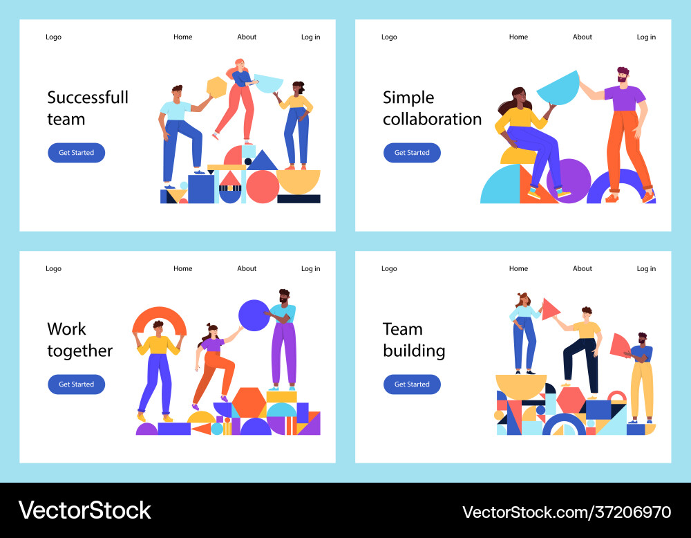 Teamwork geometric shapes Royalty Free Vector Image