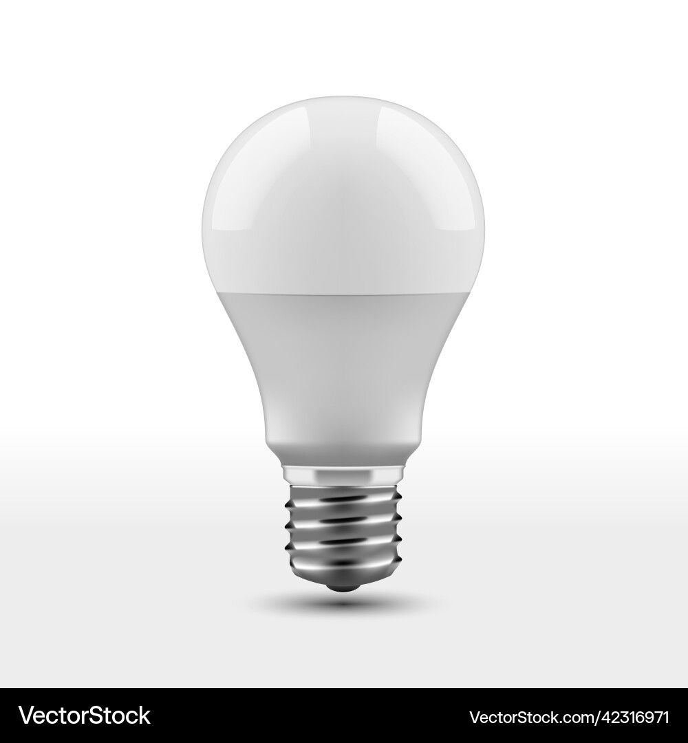 3d led light bulb with shadow on white background Vector Image