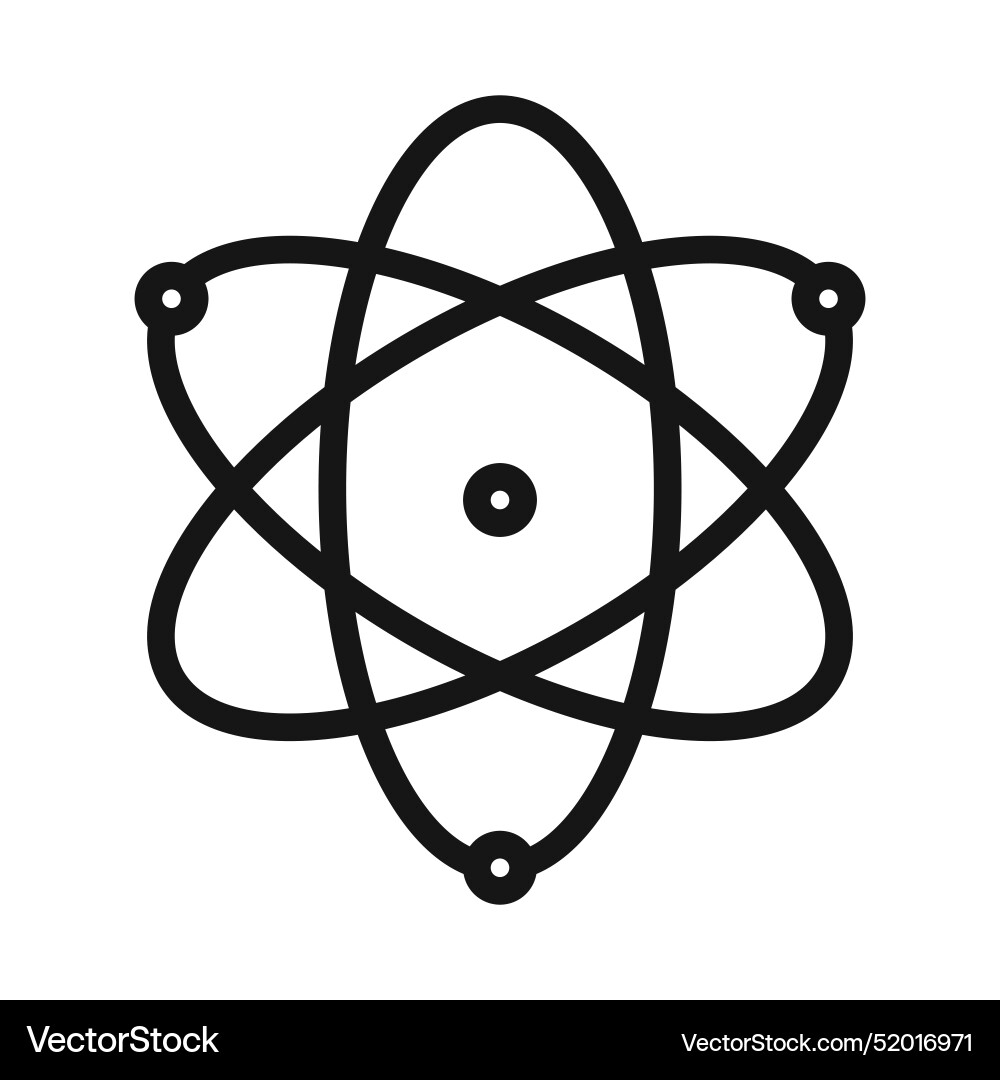 Atom scientific icon black line art Royalty Free Vector