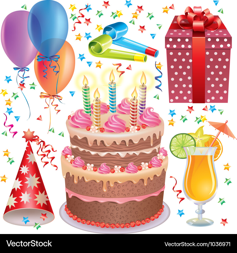 Birthday set Royalty Free Vector Image - VectorStock