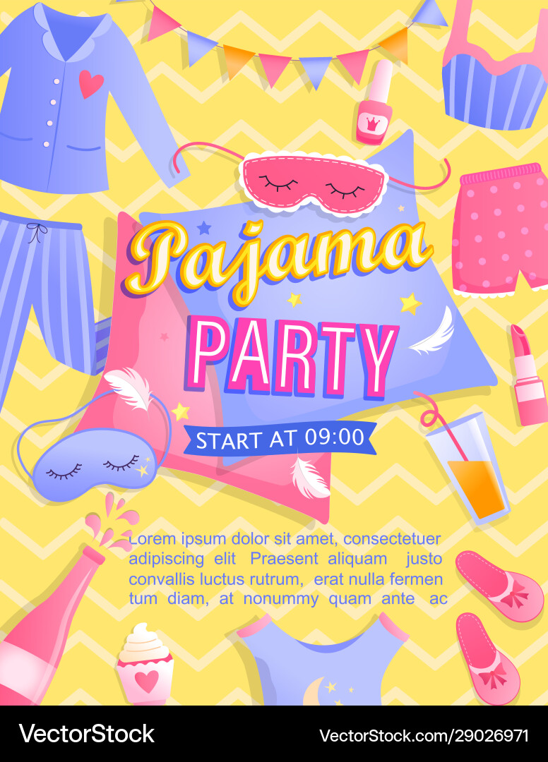 Bright Pajama Partys Invitation Flyer Royalty Free Vector