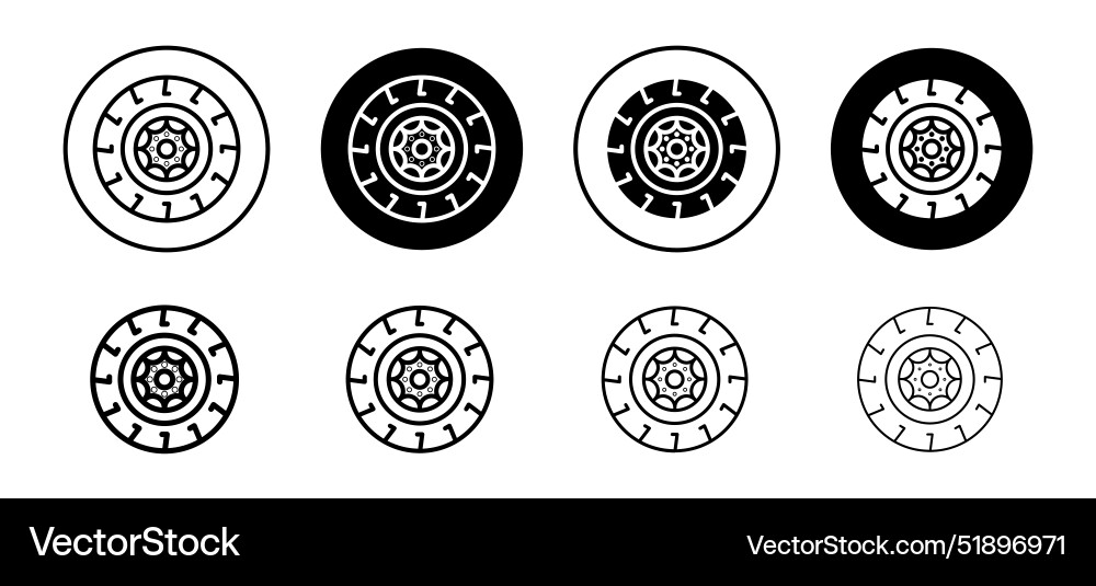 Car wheel icon set collection for web Royalty Free Vector