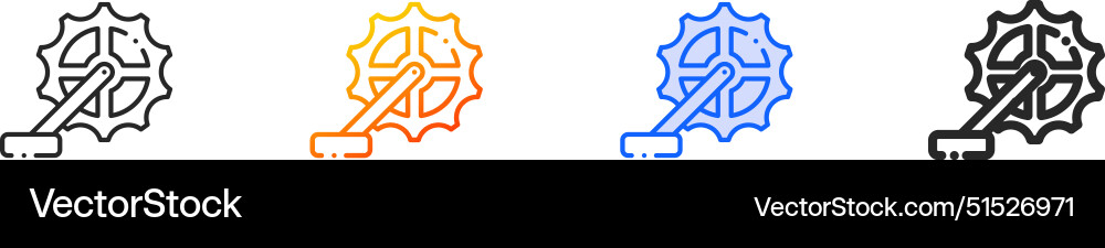 Crankset iconthin linear gradient blue stroke Vector Image