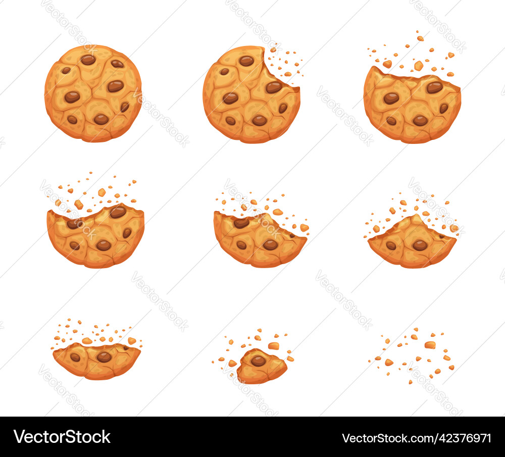 Crumble biscuit cookie animated sprite dessert Vector Image
