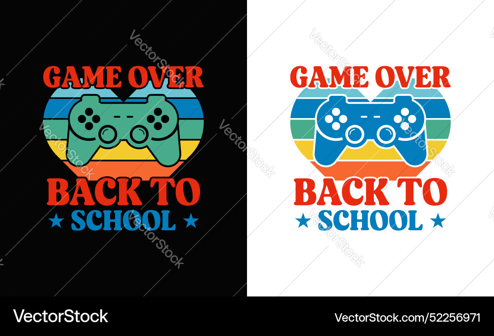 Game over back to school design Royalty Free Vector Image
