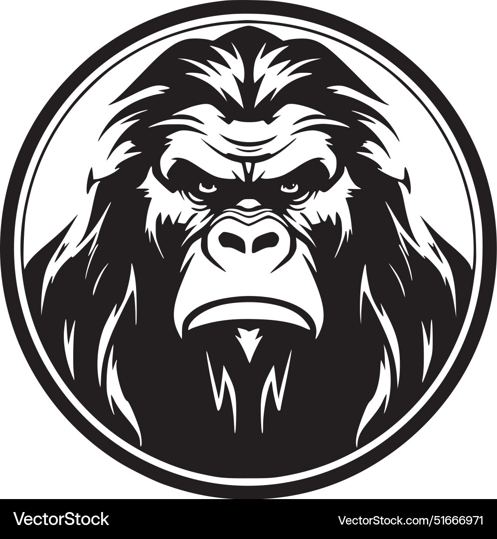 Gorilla - black and white Royalty Free Vector Image