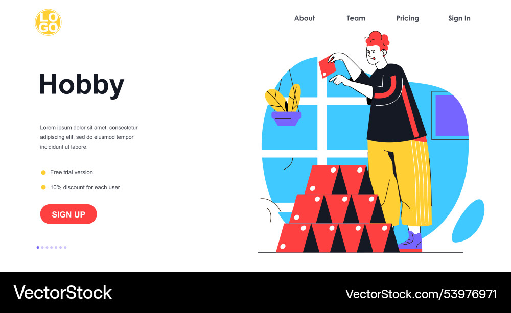 Hobby web banner concept man is building house Vector Image