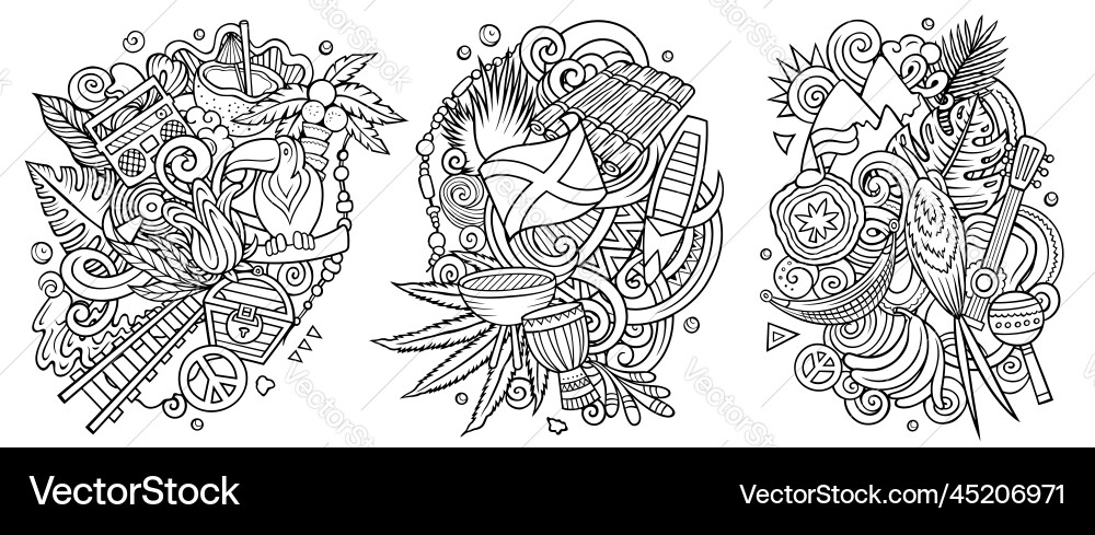 Jamaican Doodle Set - Caribbean Art Royalty Free Vector