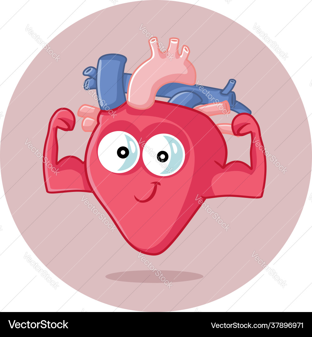 Strong heart cartoon Royalty Free Vector Image