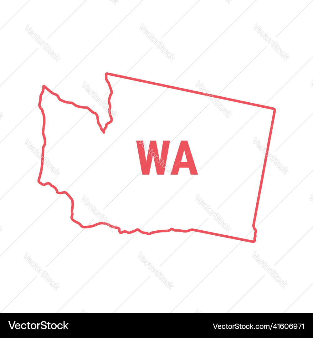 Washington us state map red outline border Vector Image