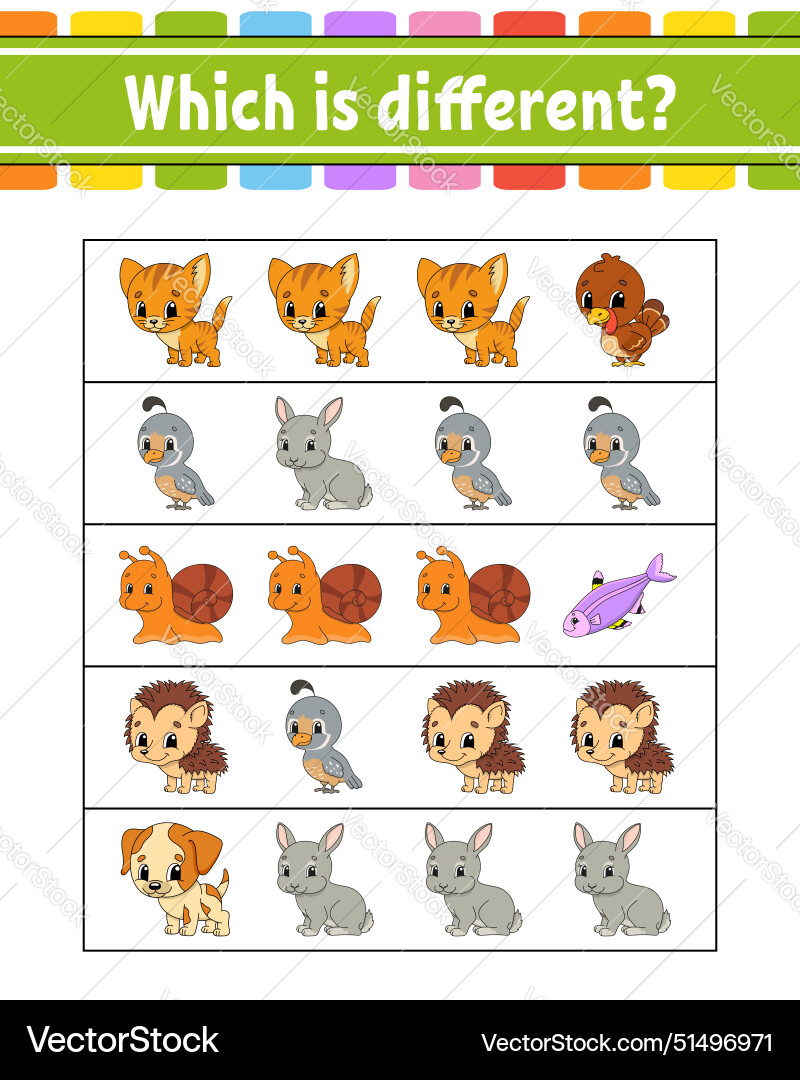 Which is different educational activity worksheet Vector Image