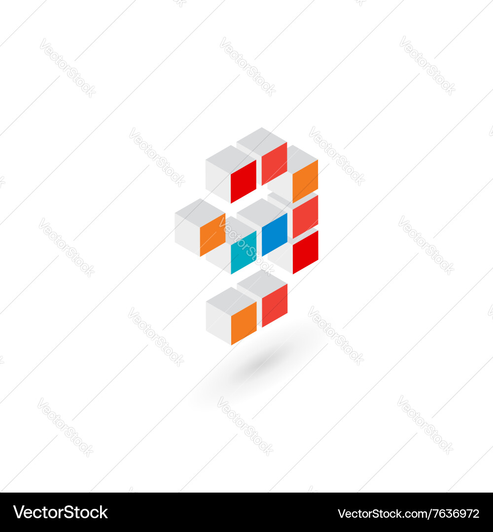 3d cube number 9 logo icon design template Vector Image