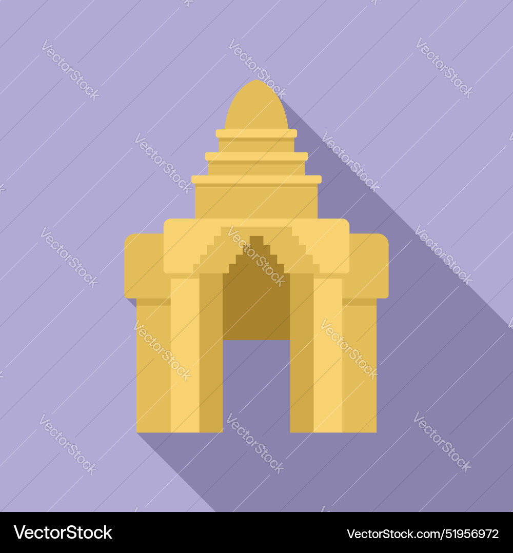 Ancient indian temple with long shadow on purple Vector Image