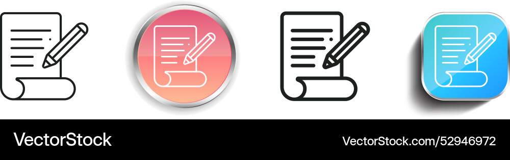 Contract icon thin linear regular and button Vector Image