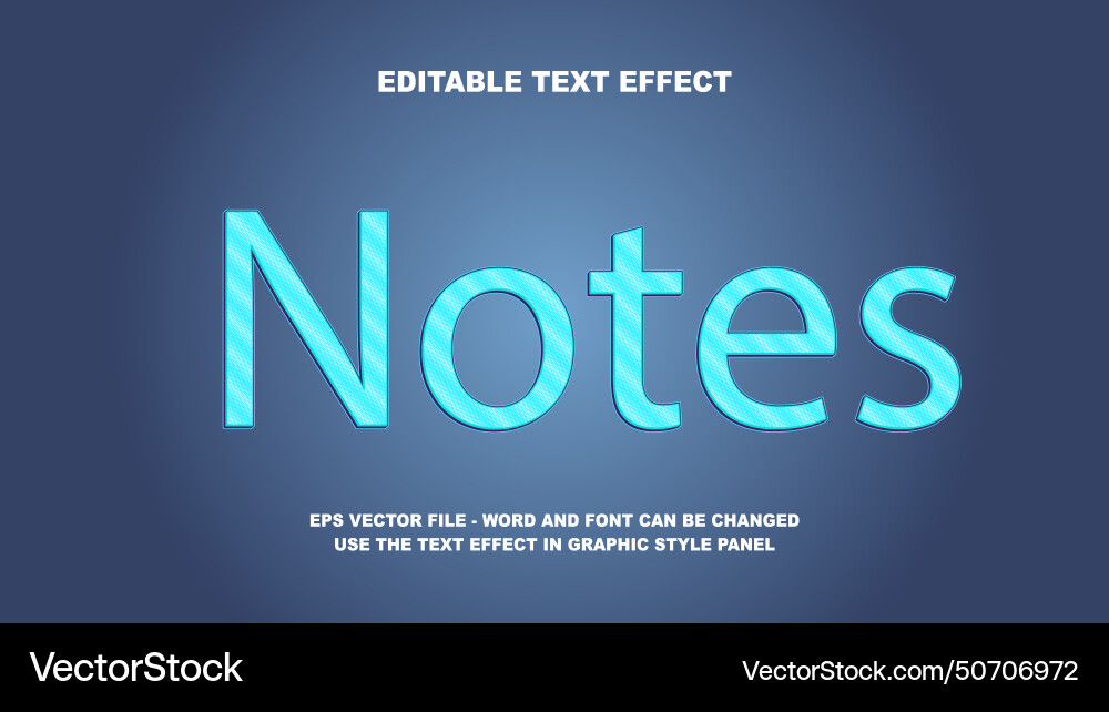 Editable text effect notes 3d template Royalty Free Vector