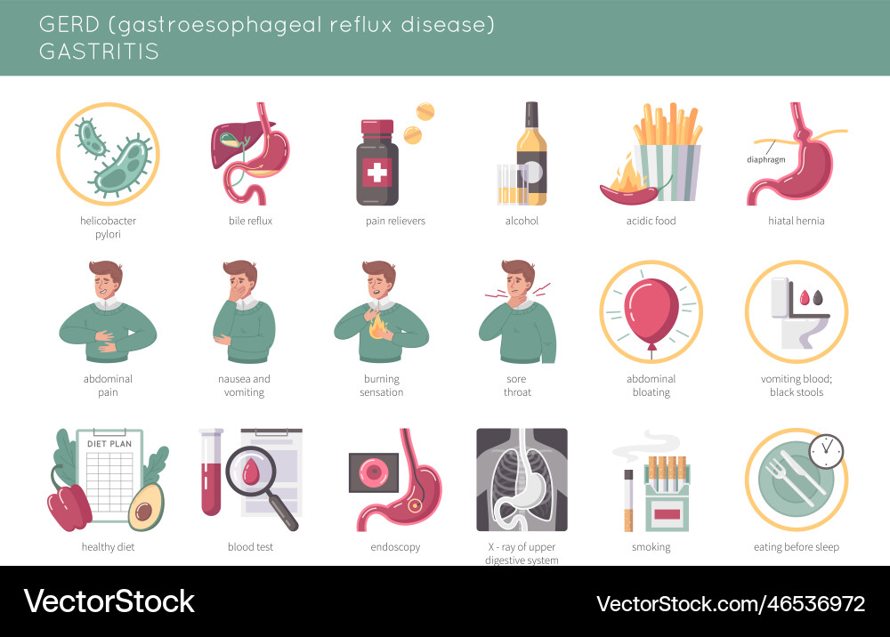 Gerd flat icons set Royalty Free Vector Image - VectorStock