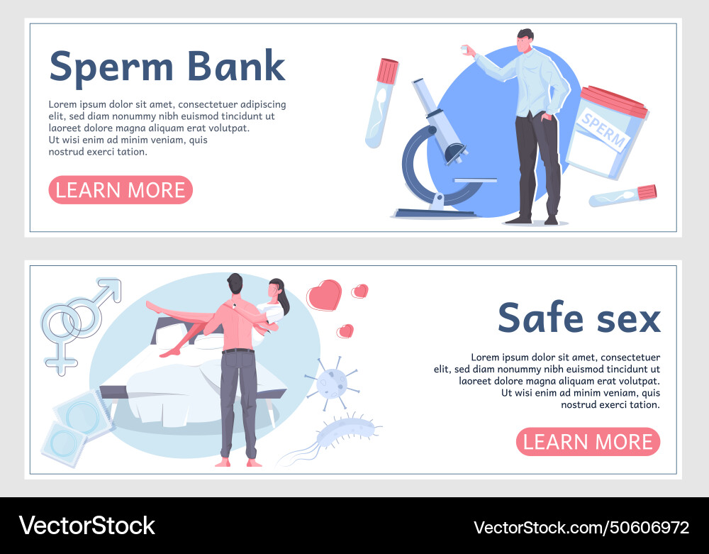 Man sexual health flat banners Royalty Free Vector Image