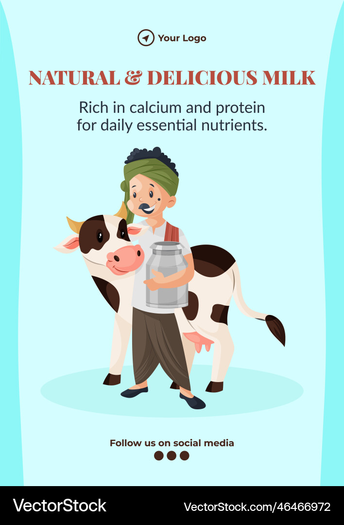 Natural and delicious milk flyer design Royalty Free Vector