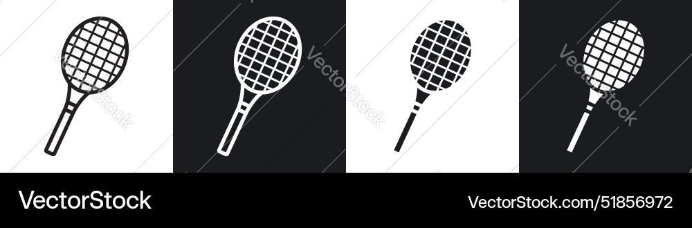 Racquet icon set in black and white filld Vector Image