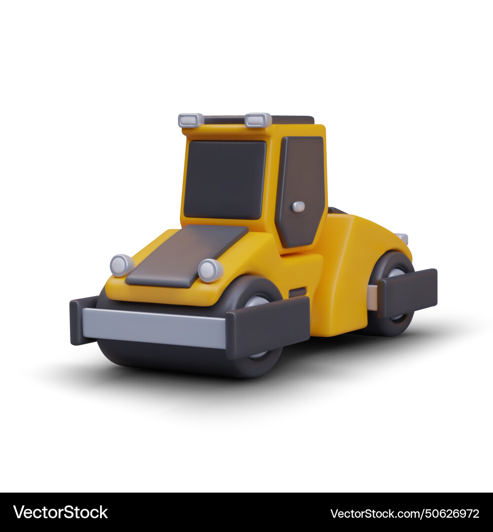 Realistic road roller on white background heavy Vector Image
