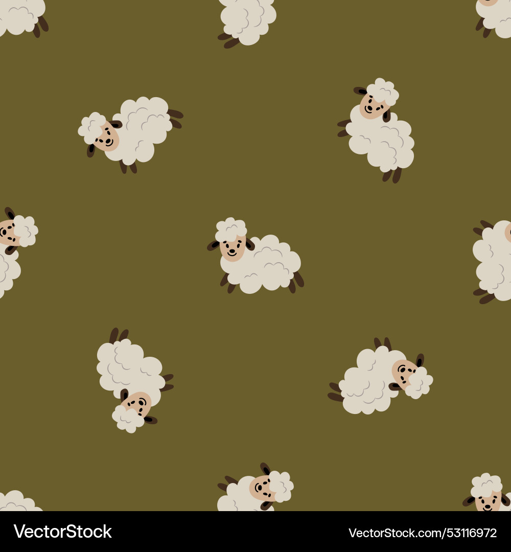 Seamless pattern with cute sheep Royalty Free Vector Image