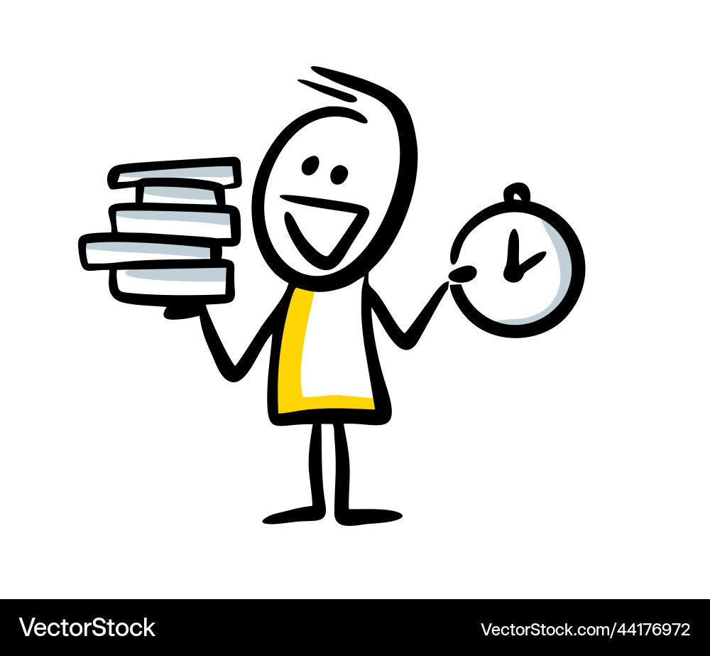 Smart Stickman Teacher with Books Royalty Free Vector Image