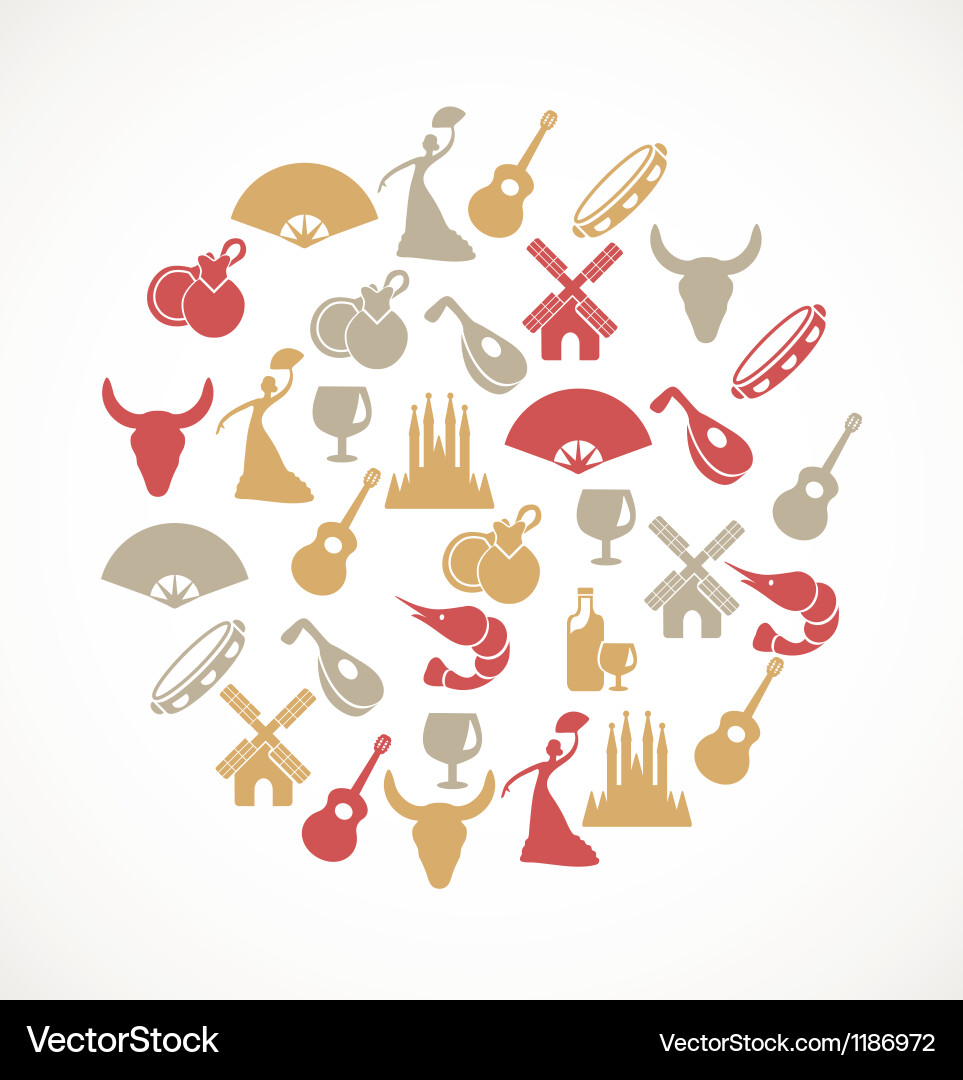 Spanish Culture Icons Royalty Free Vector Image
