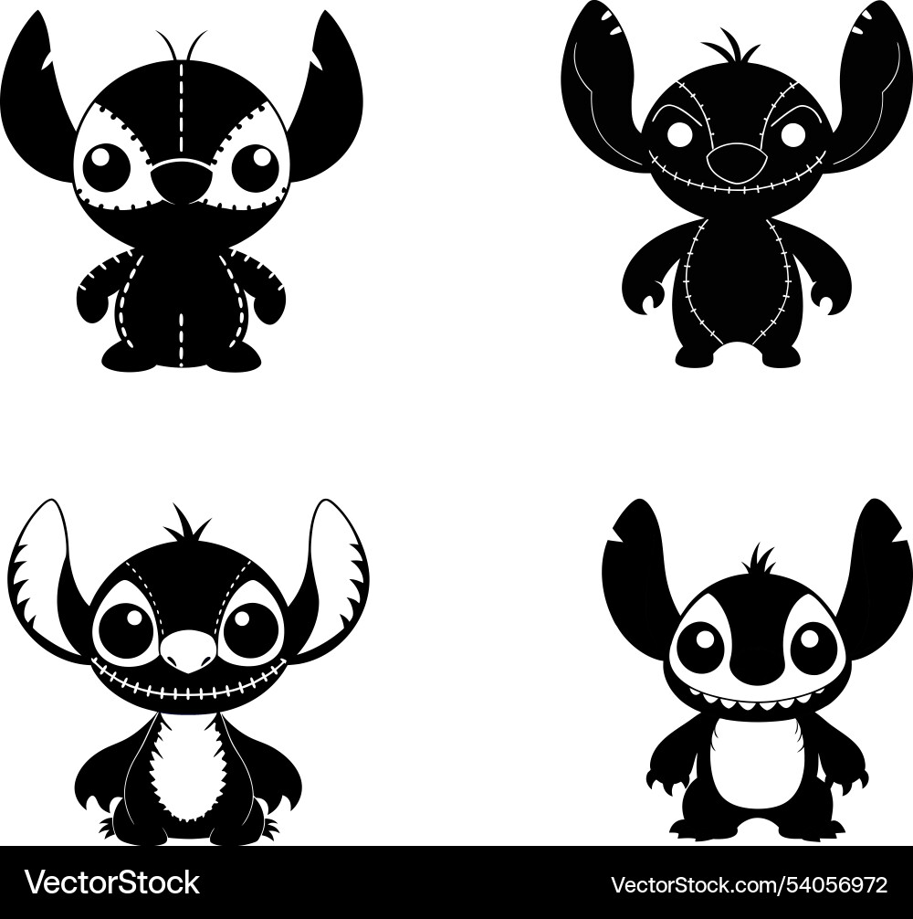 Stitch-inspired character design set - silhouettes