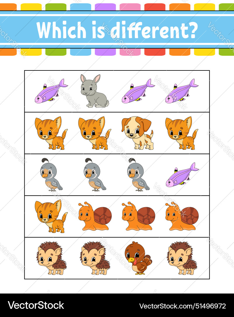 Which is different educational activity worksheet Vector Image