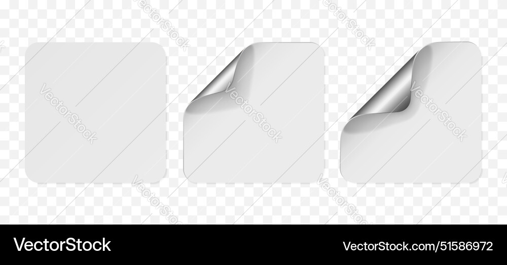 White realistic square paper stickers with silver Vector Image