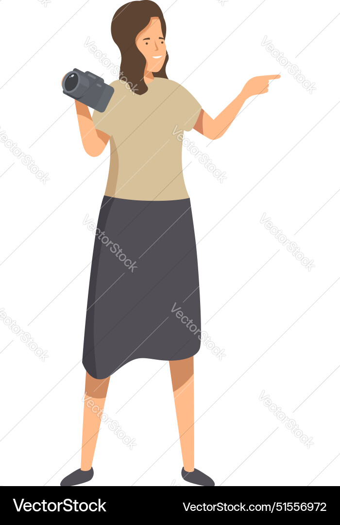 Young female photographer holding camera Vector Image