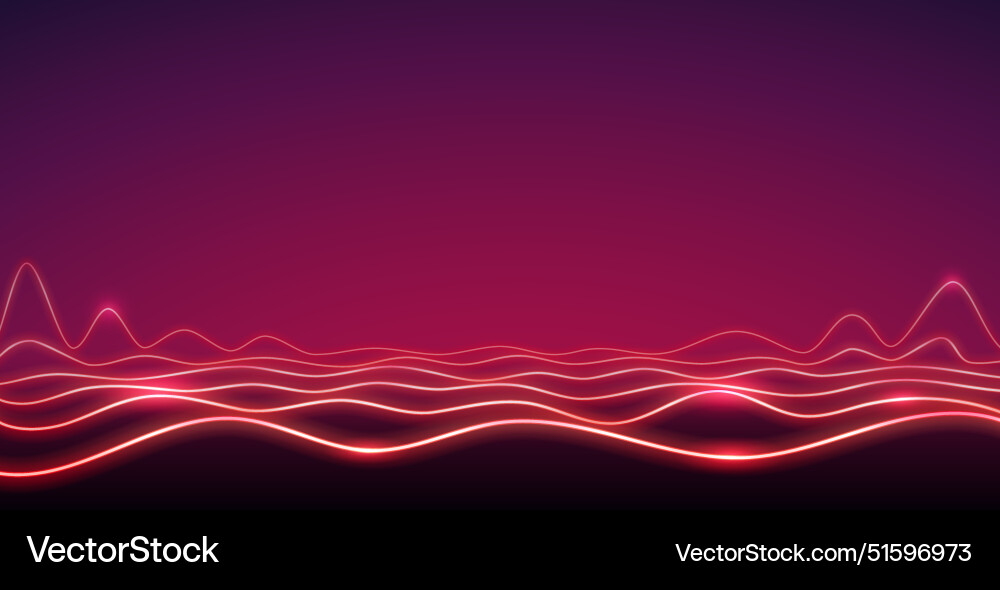 Abstract wavy red neon background in retro style Vector Image