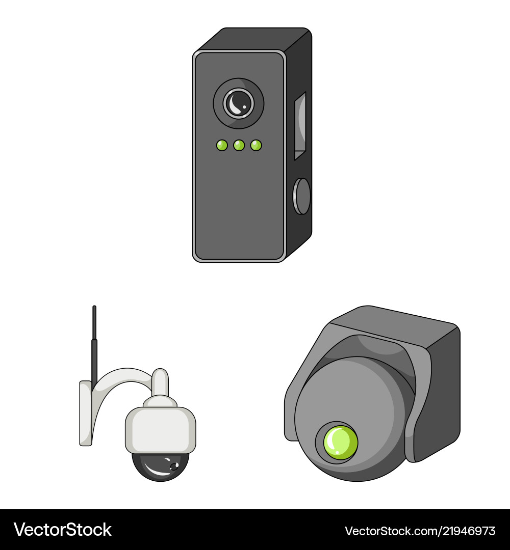 Cctv and camera sign set Royalty Free Vector Image