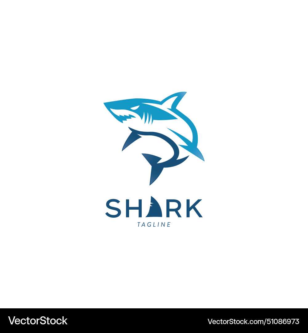 Shark logo symbol design flat style Royalty Free Vector