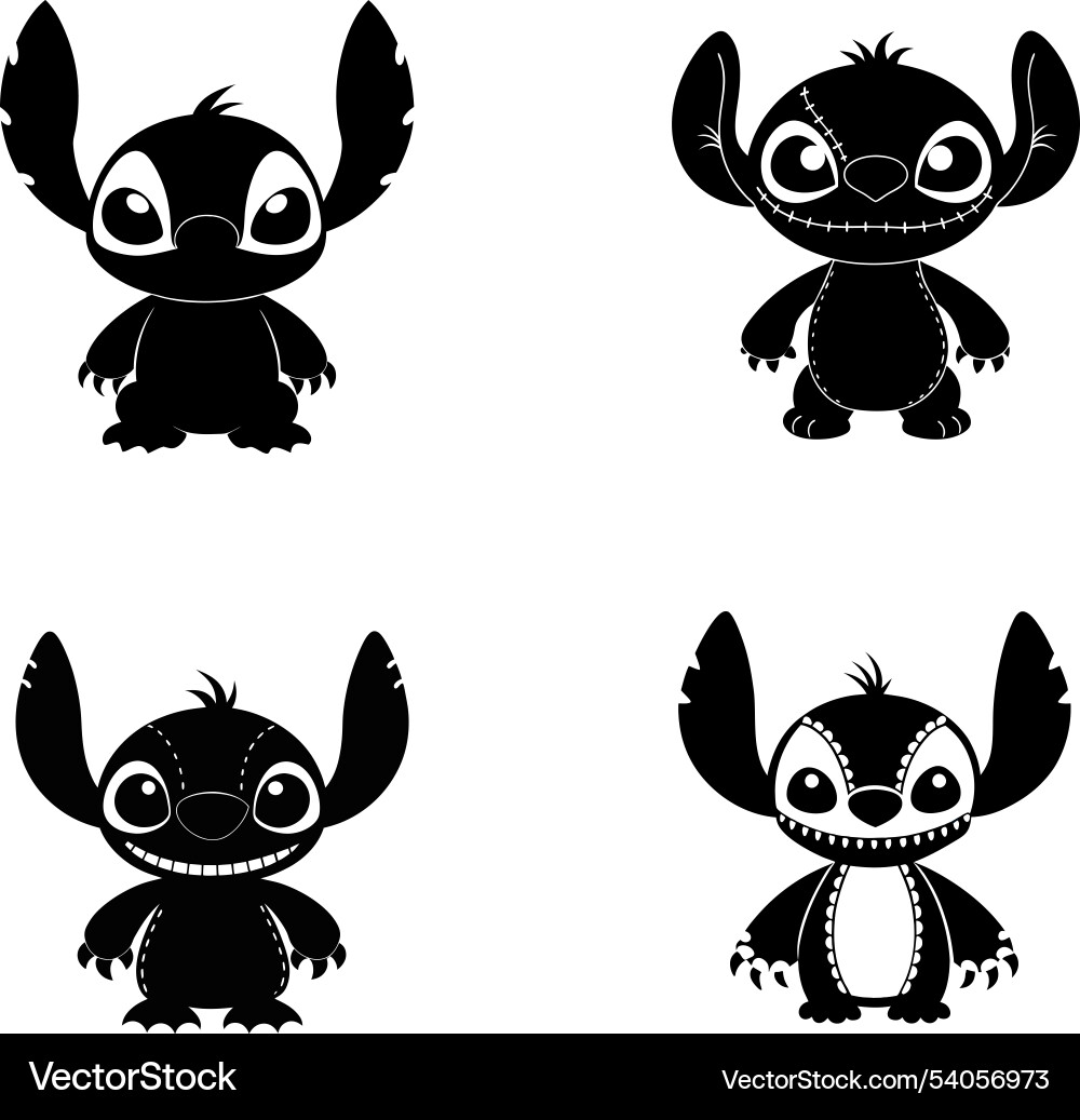 Stitch-inspired character design set - silhouettes