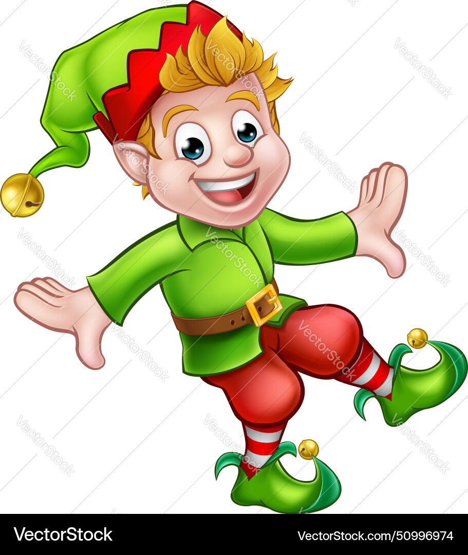 Christmas elf cartoon character Royalty Free Vector Image