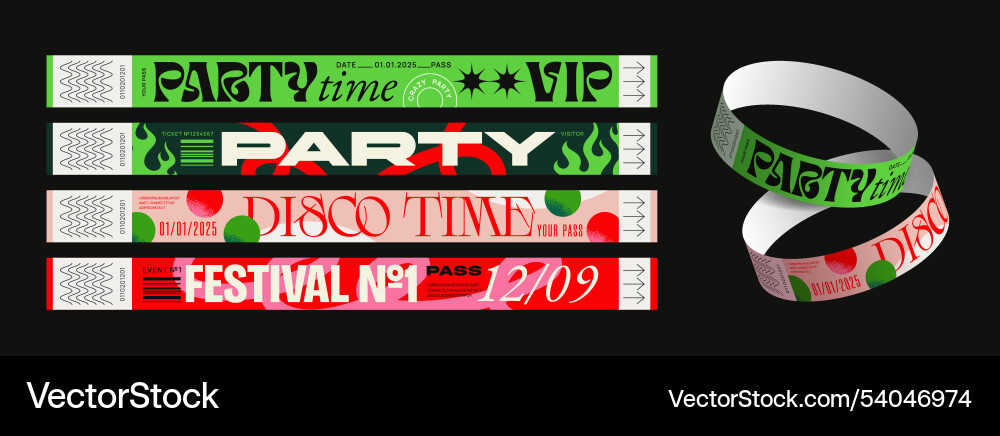 Colorful event wristbands Royalty Free Vector Image