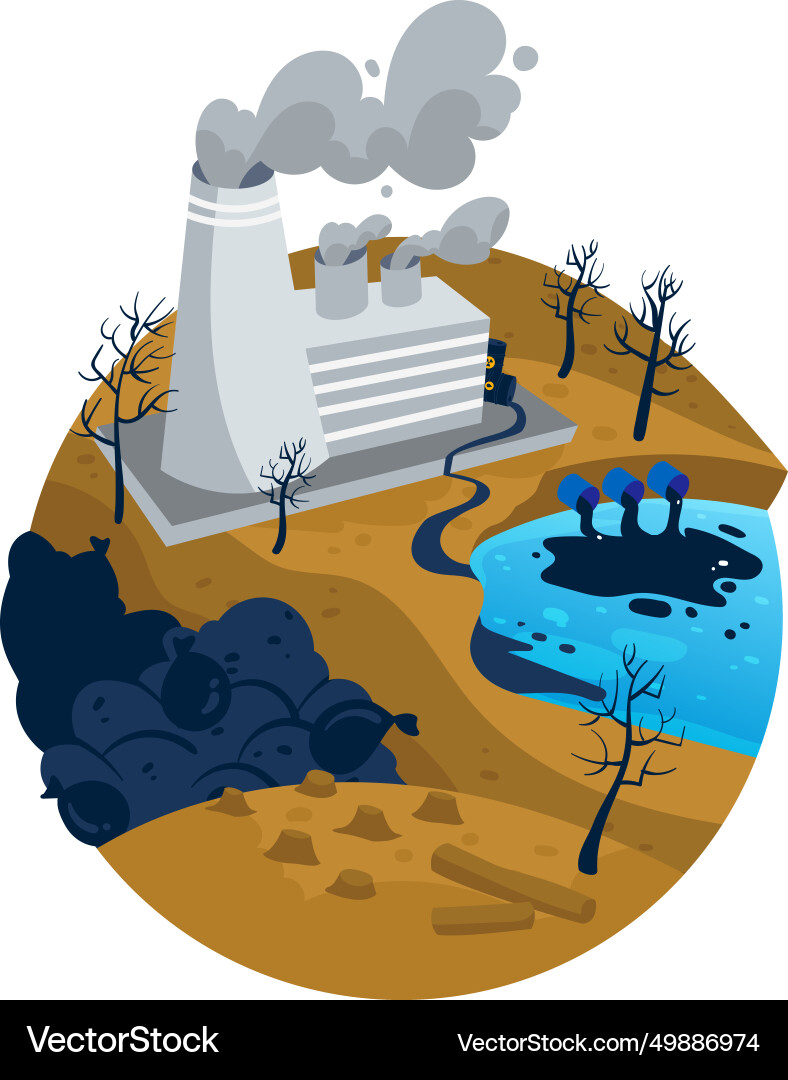 Factory pollution environmental damage with smoke Vector Image