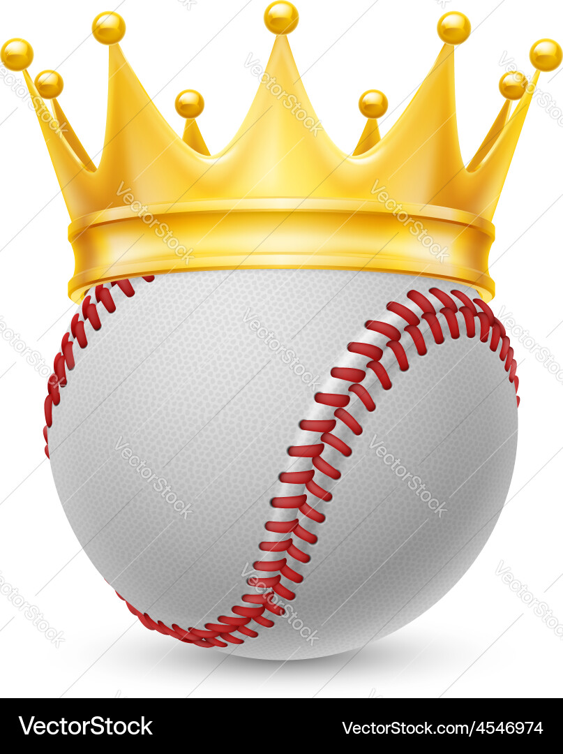 Gold crown on baseball Royalty Free Vector Image