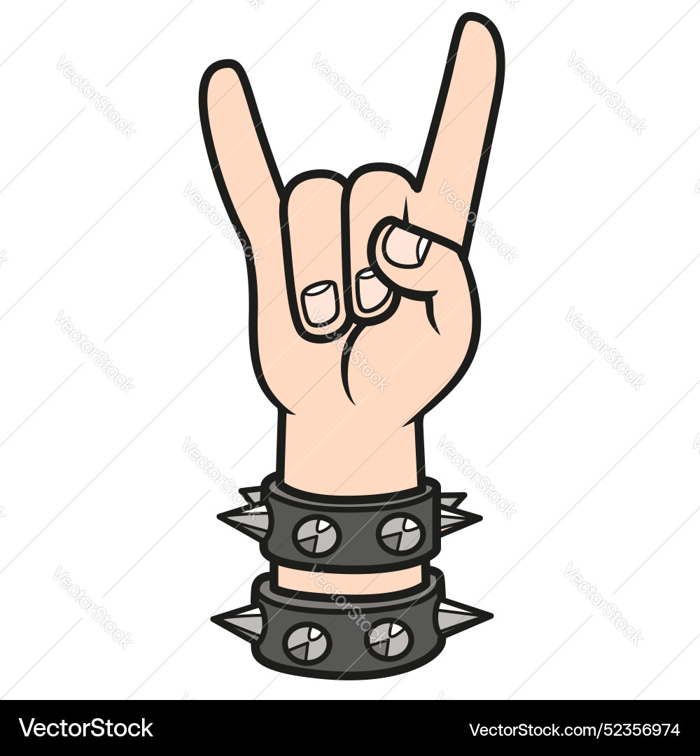 Hand with leather bracelets spikes depicts Vector Image