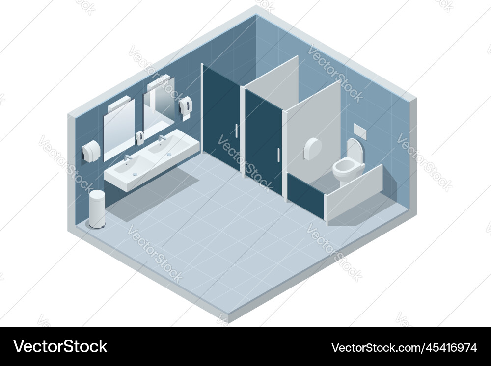 Isometric clean public restroom interior Vector Image